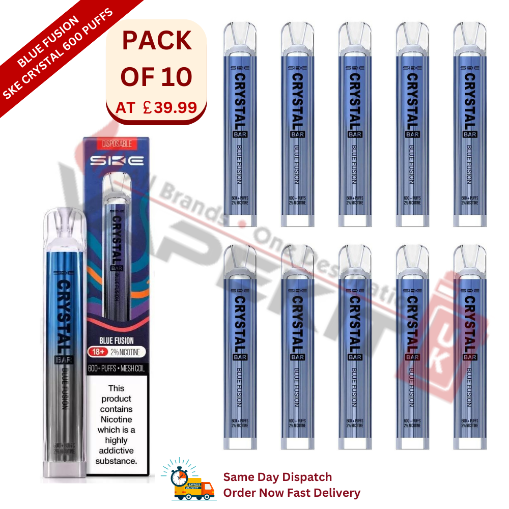 Blue Fusion SKE Crystal 600 Puffs Disposable Vape Device 10 Pack