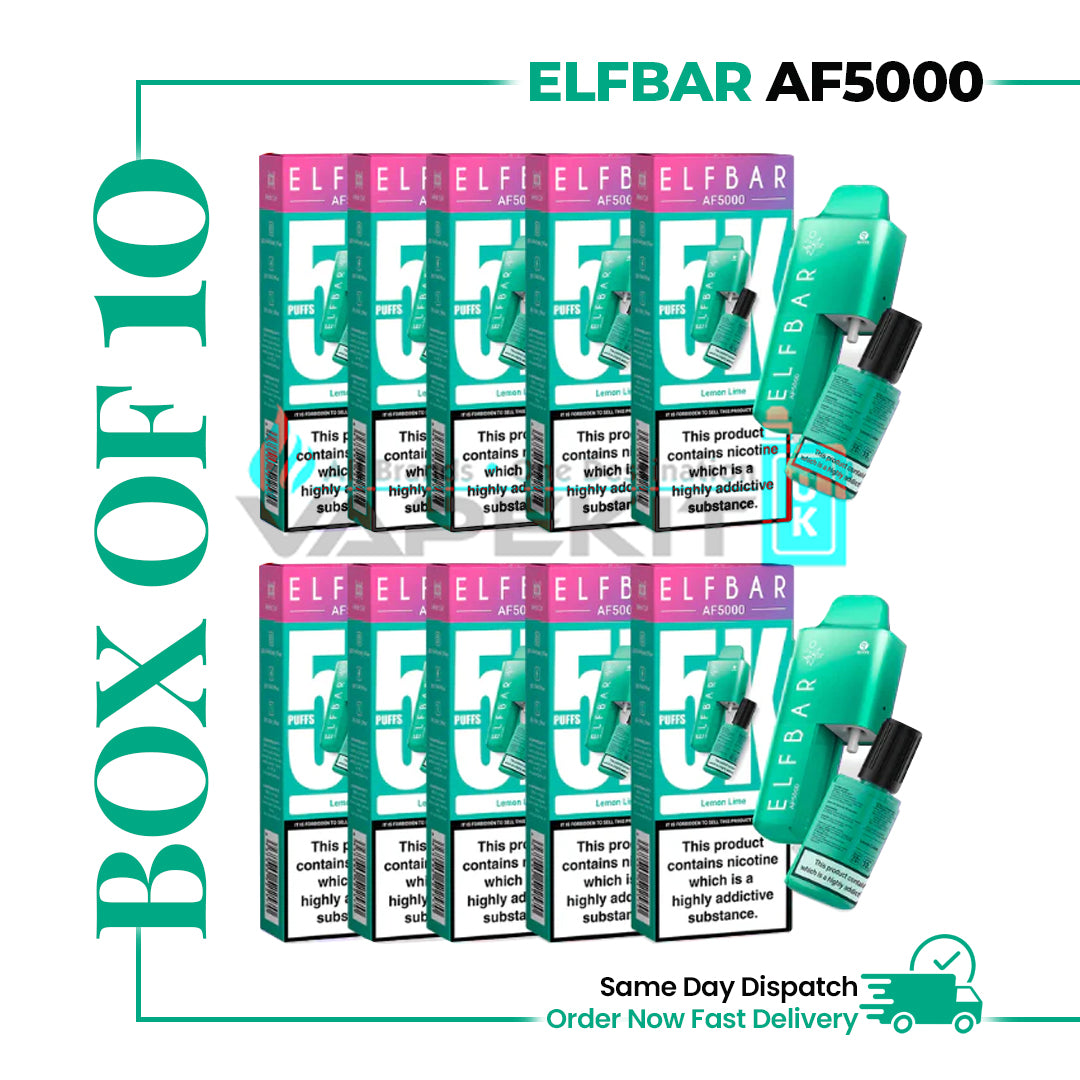 Lemon&Lime ELF BAR AF5000 (Box of 5) Vape Kit-£39.99 Only