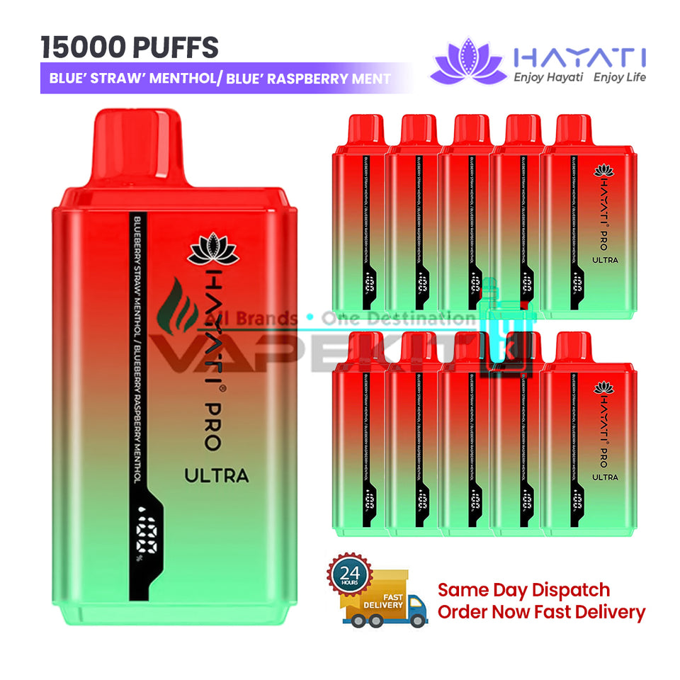 Blueberry Straw Menthol/Blueberry Raspberry Menthol Hayati 15000 Vape
