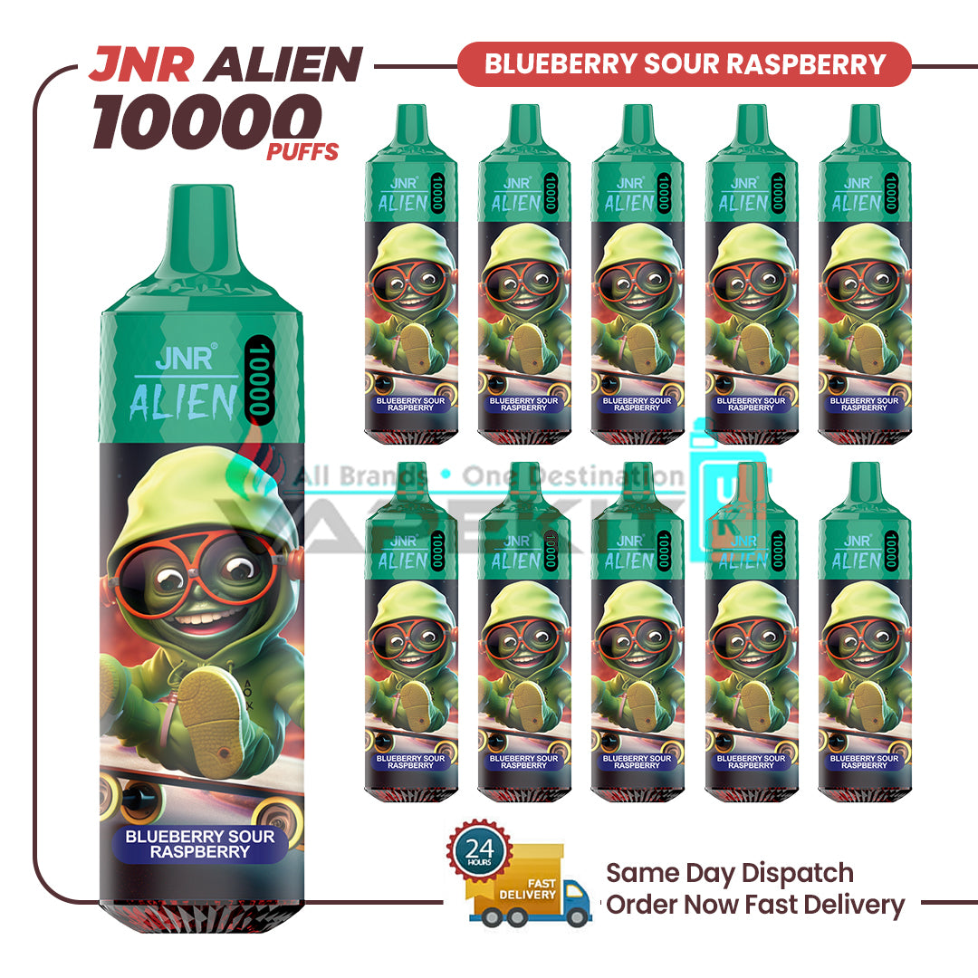 10k Puffs JNR Alien Blueberry Sour Raspberry Vape(Box of 10)-£78.99