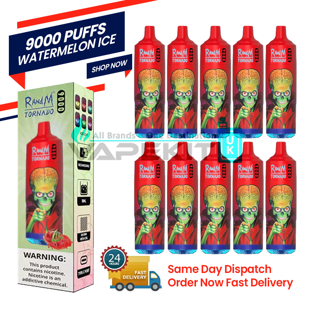 Watermelon Ice Randm Tornado 9000 Puff Bar Pack of 10-£73.95