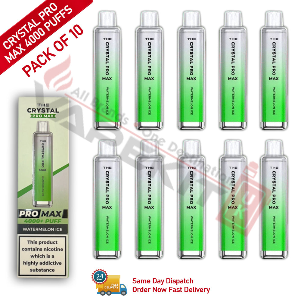 Watermelon Ice 4000 Crystal Pro Max Disposalbe Vape(Pack of 10)-£79.99